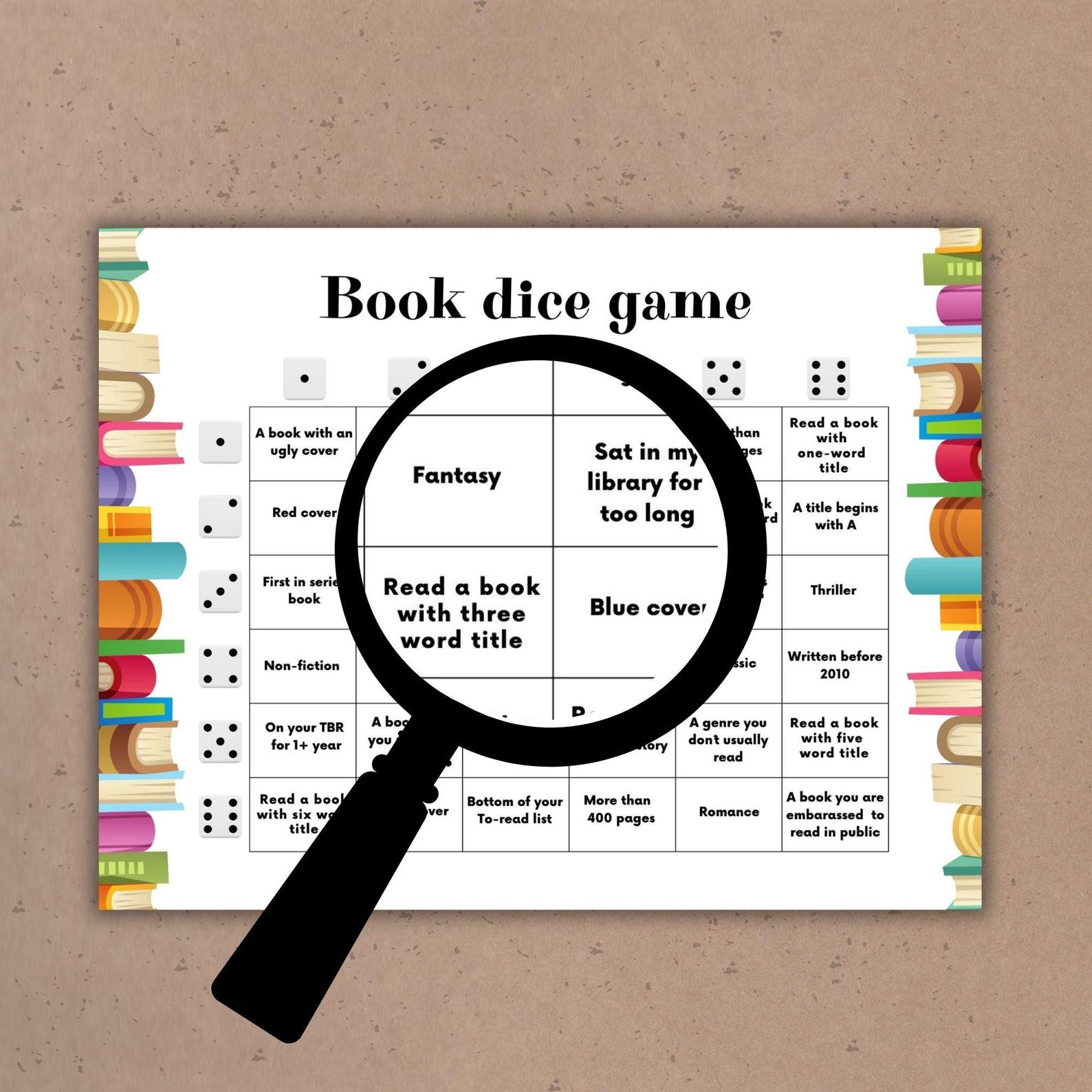 Book Dice Reading Game: TBR Challenge (digital Download) - Etsy
