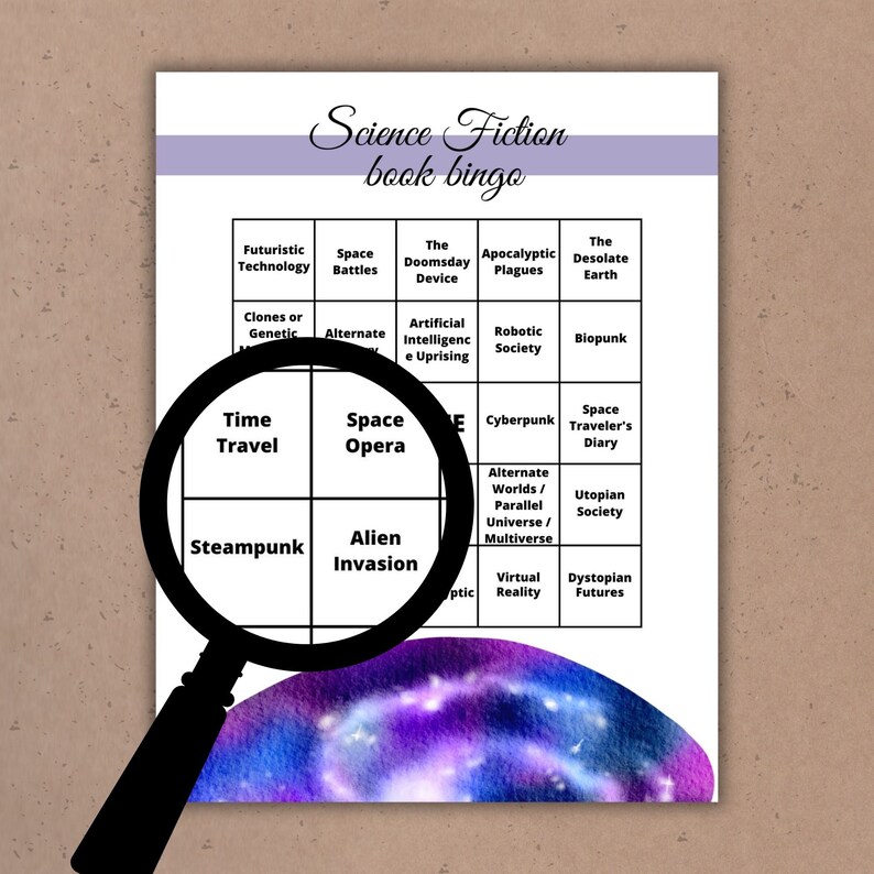 Sci Fi Book Bingo Printable Sci Fi Reading Challenge Science Fiction ...
