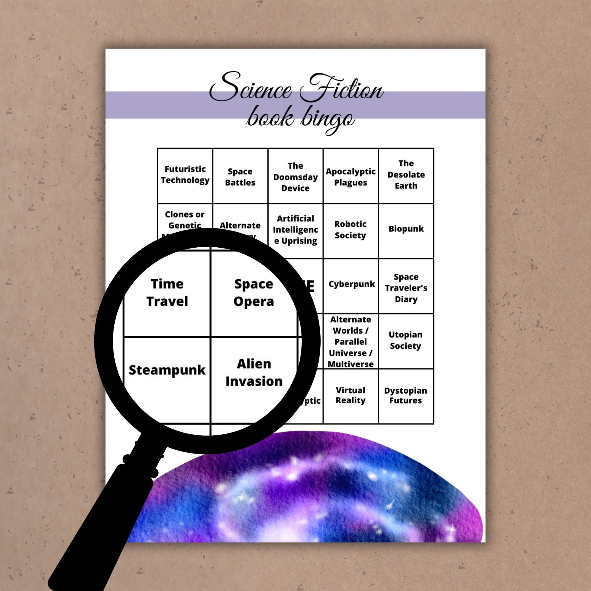 Sci Fi Book Bingo Printable Sci Fi Reading Challenge Science Fiction ...