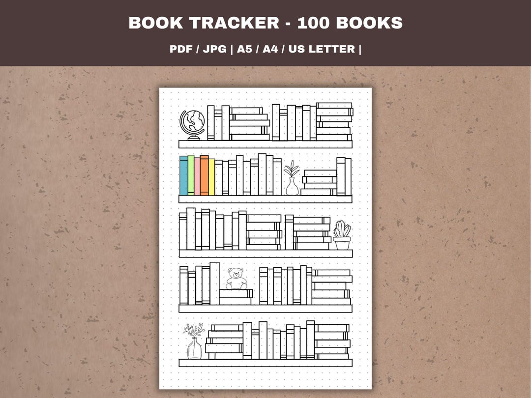 100 Books Bookshelf Reading Tracker Printable 100 Book Reading Tracker ...