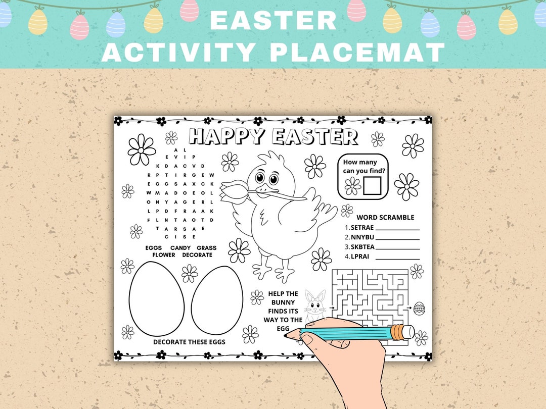 Easter Activity Placemat Printable Easter Activity for Kids Easter ...