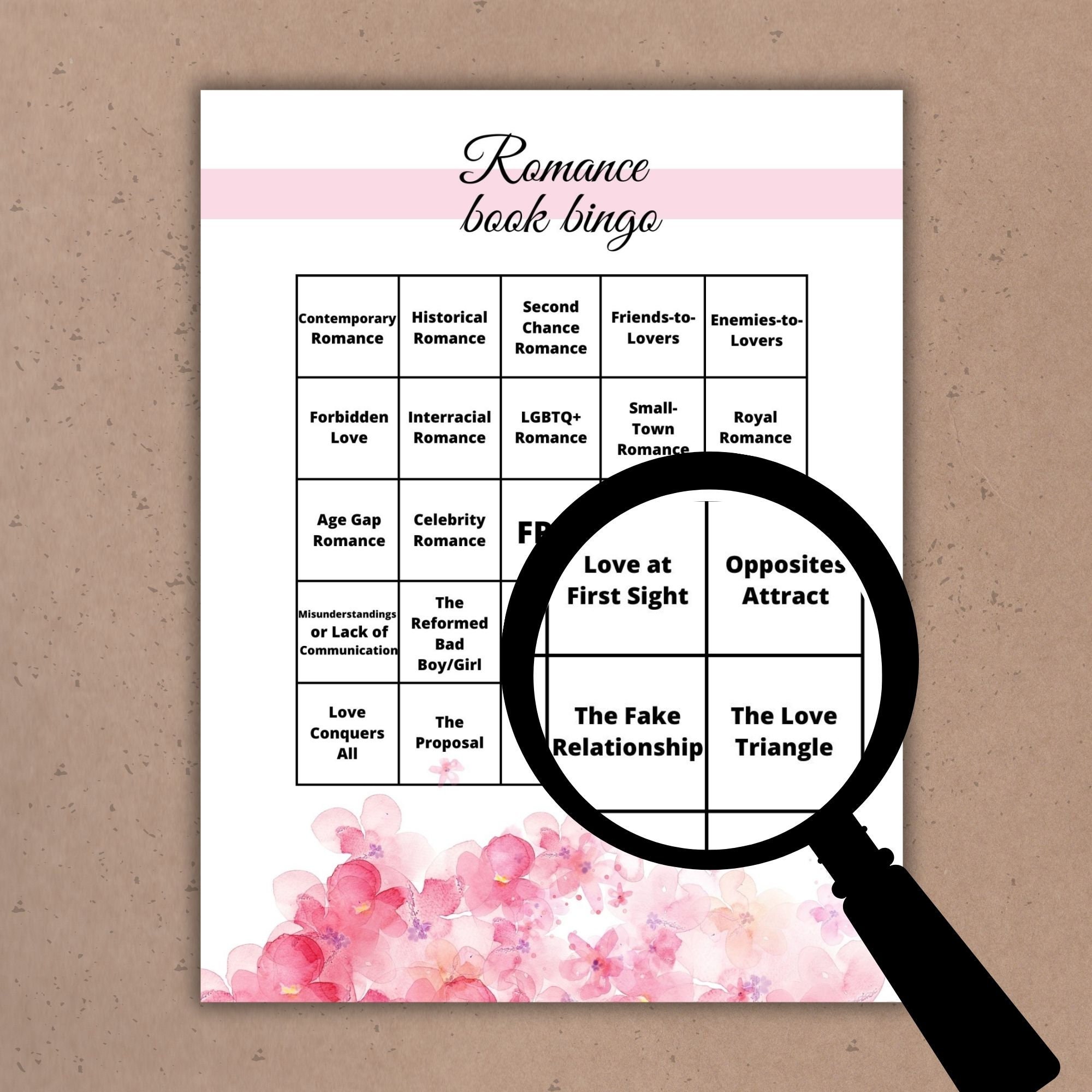Romance Book Bingo Printable: Reading Challenge & Tracker (PDF) - Etsy
