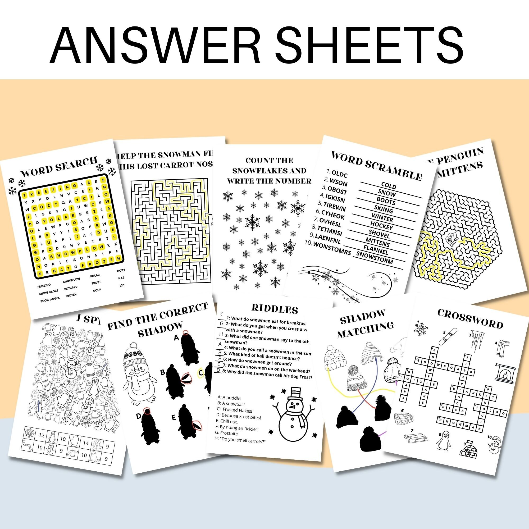 Winter Activity Book for Kids Printable Winter Worksheets Winter ...