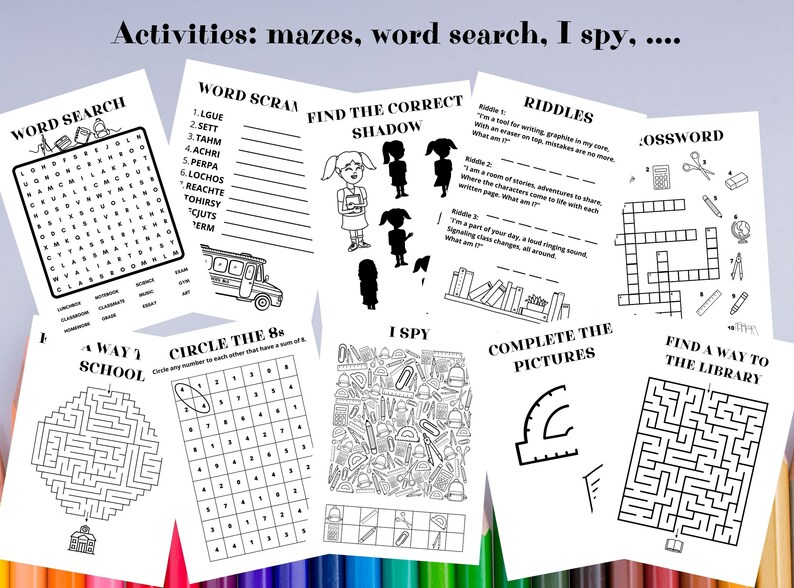 Back to School Activity Sheet Printable Activities for Kids - Etsy