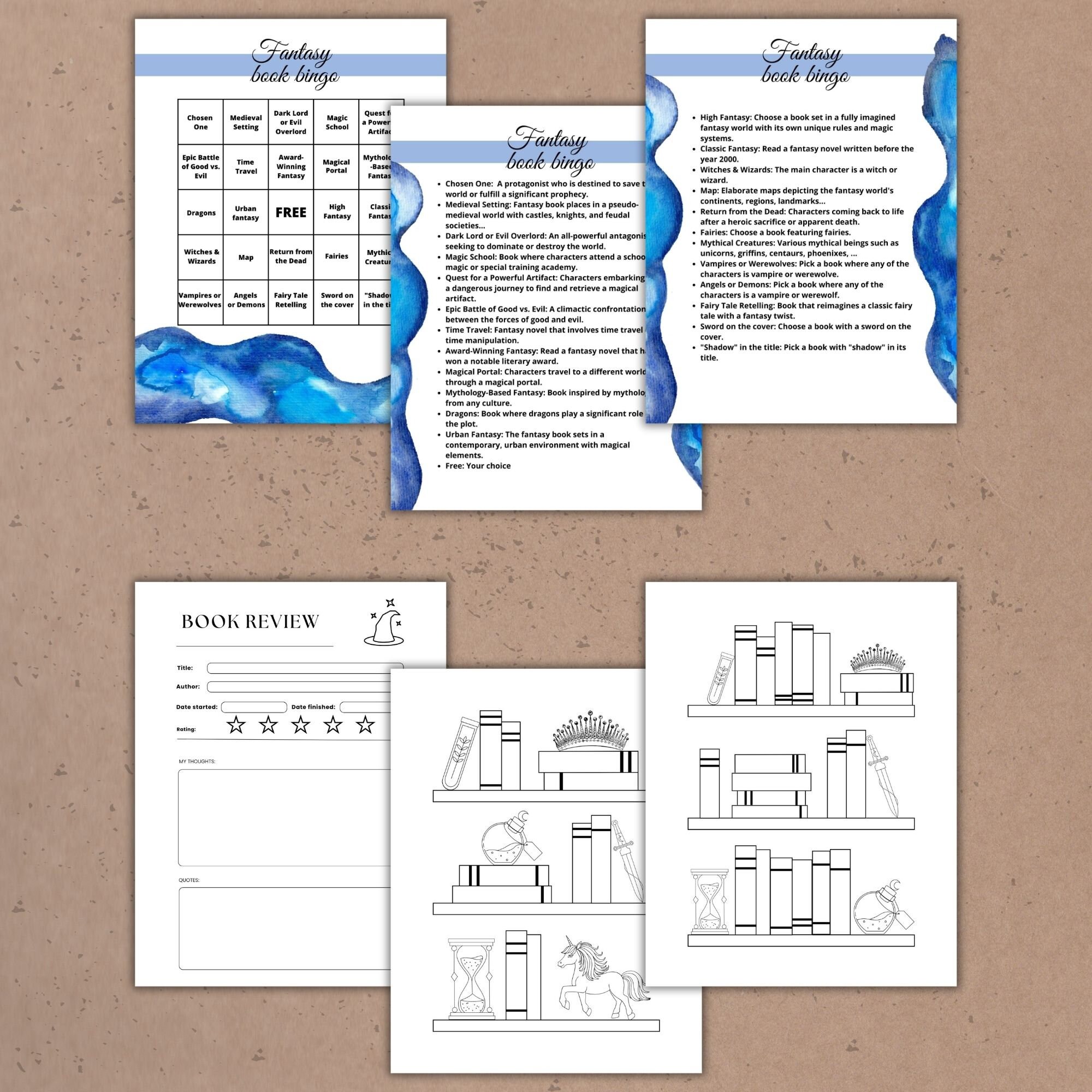 Fantasy Book Bingo Printable Fantasy Reading Challenge Fantasy Theme ...