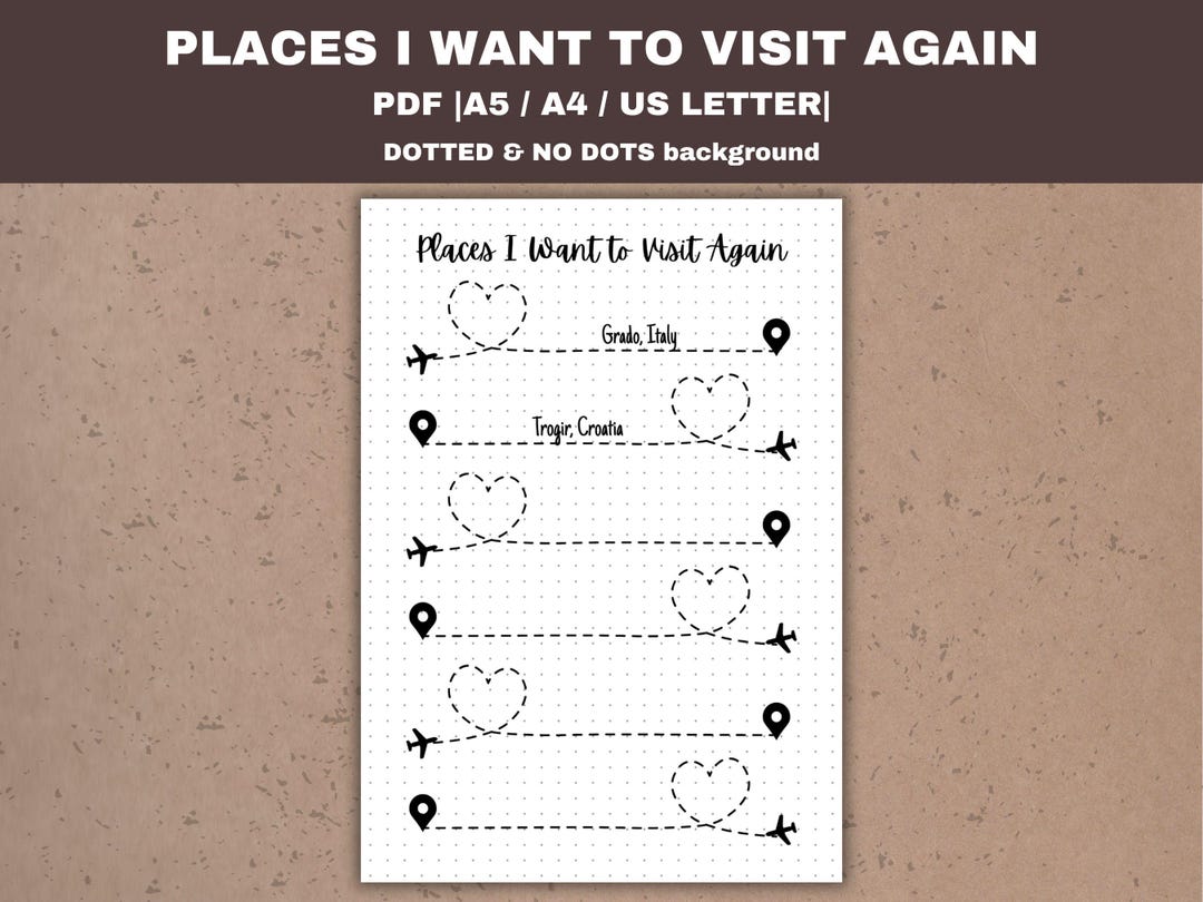 Travel Journal Page Printable - Places to Visit Again PDF - Etsy