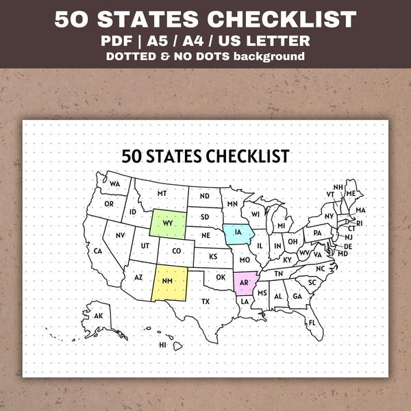 Printable Usa Map A5 - Etsy