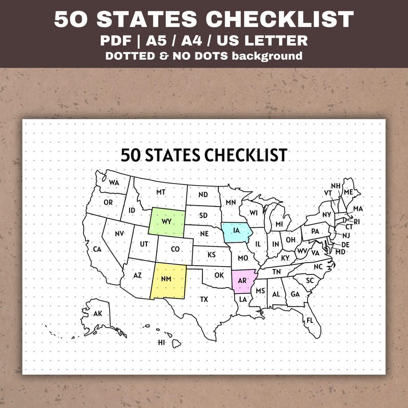 Printable Usa Map A5 - Etsy