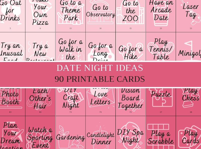 Date Night Idea Cards: 90 Printable Game Prompts (PDF) - Etsy