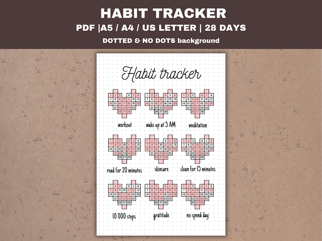 Heart Habit Tracker: February Journal Page Printable Planner PDF - Etsy