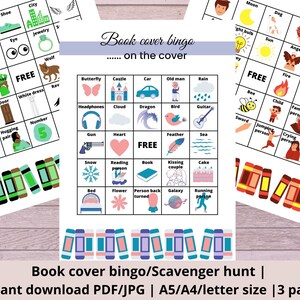 Book Cover Bingo, Book Scavenger Hunt for Kids and Adults, Reading ...