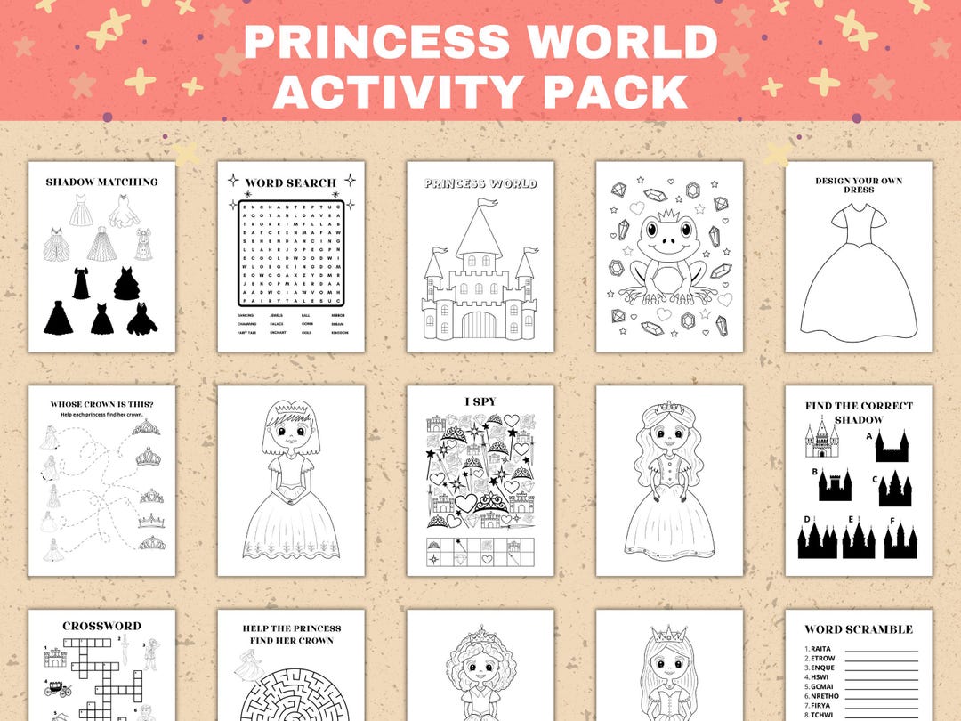Princess Activity Sheets Printable Fairytale Coloring Pages, Mazes ...
