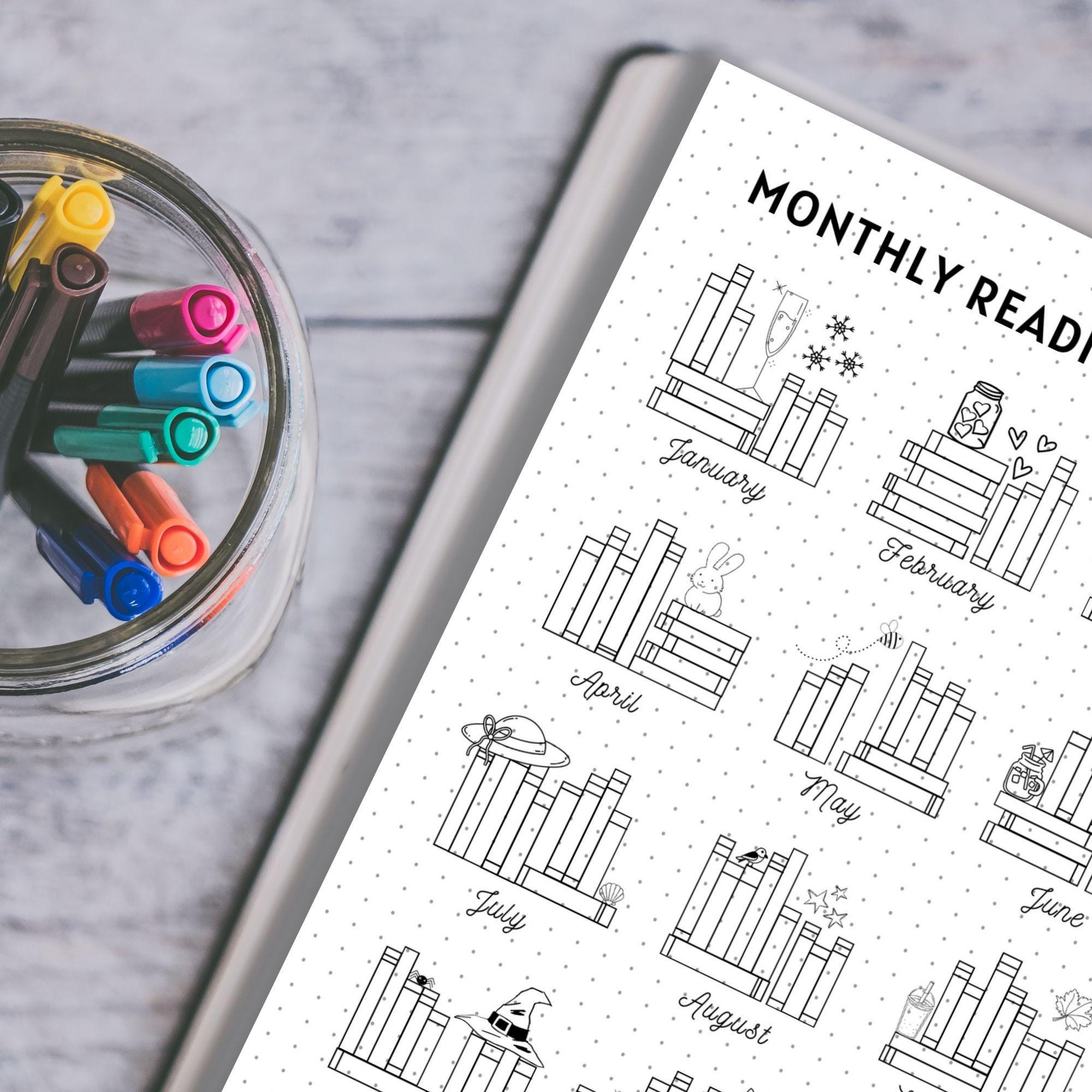Reading Tracker Printable – Monthly Book Tracker - Yearly Overview ...