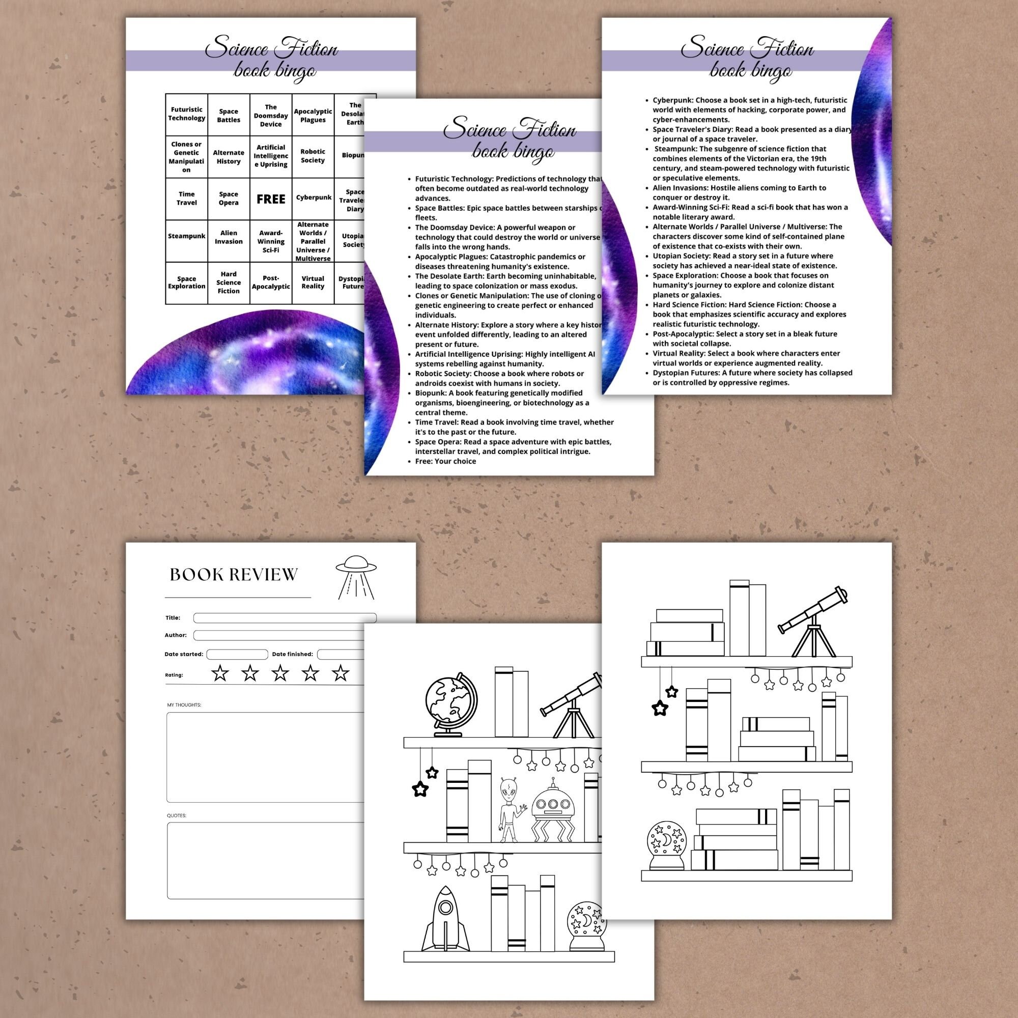 Sci Fi Book Bingo Printable Sci Fi Reading Challenge Science Fiction ...