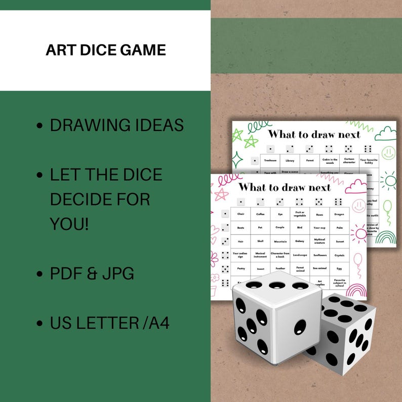 Art Dice Game Printable - Drawing Practice Prompts, Daily Drawing ...