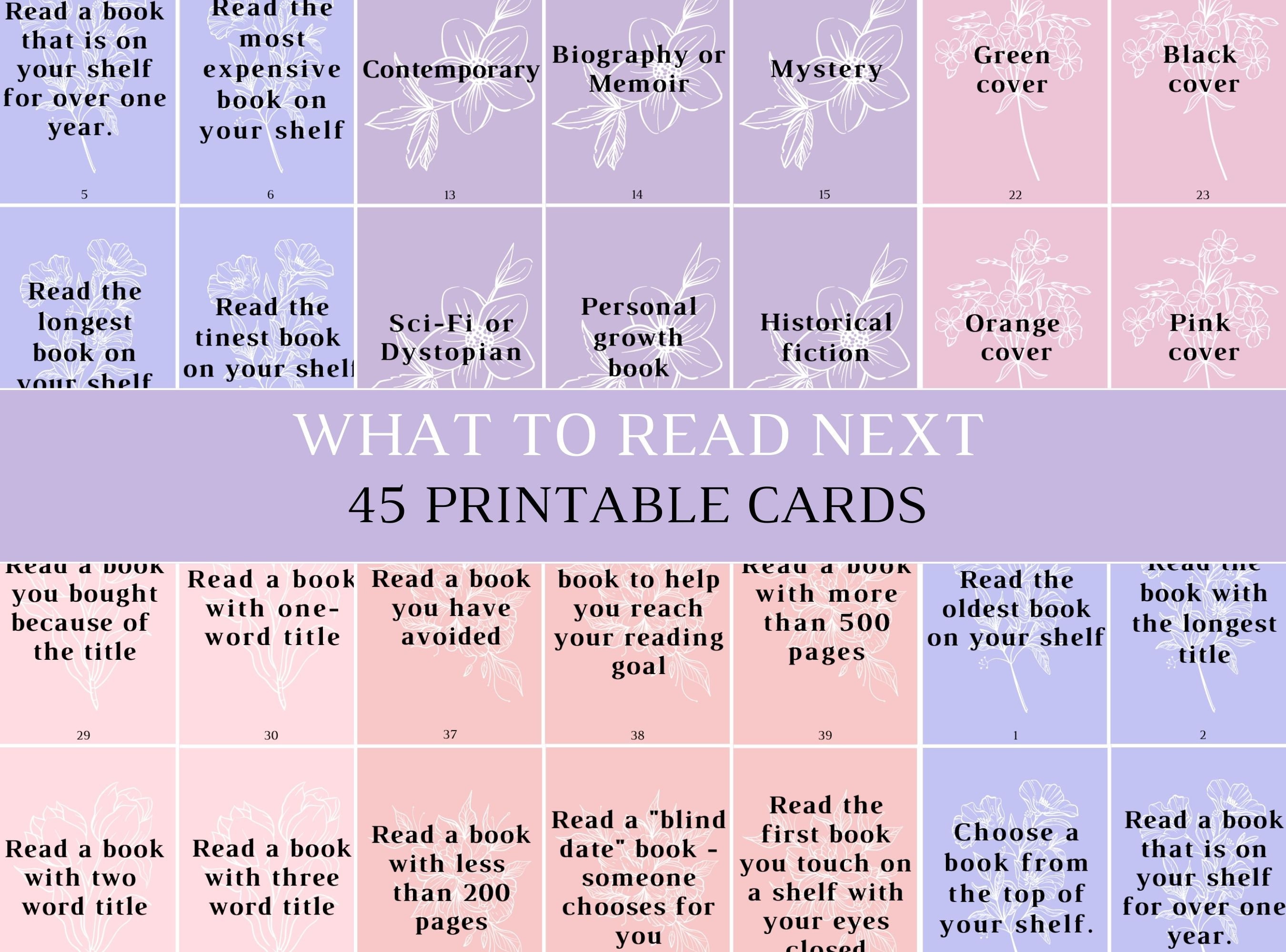 TBR Cards Reading Challenge Printable TBR Game, From Your Shelf TBR, to ...