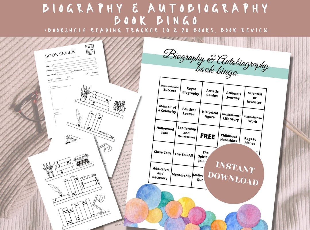 Biography Book Bingo Autobiography Book Bingo Book - Etsy
