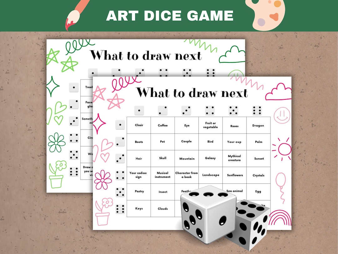 Art Dice Game Printable - Drawing Practice Prompts, Daily Drawing ...