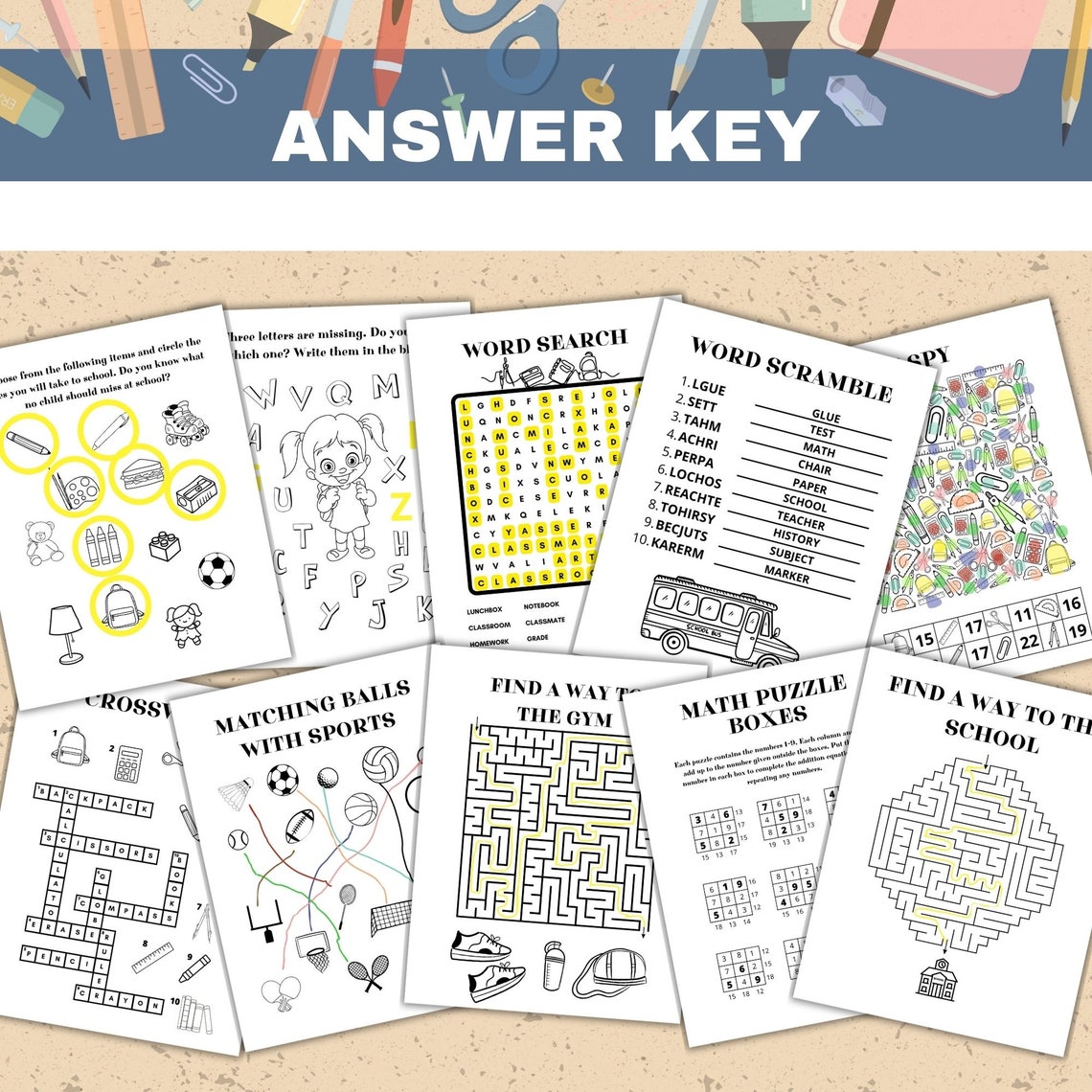 Back to School Activity Pack: Printable Kids Games (PDF Download) - Etsy
