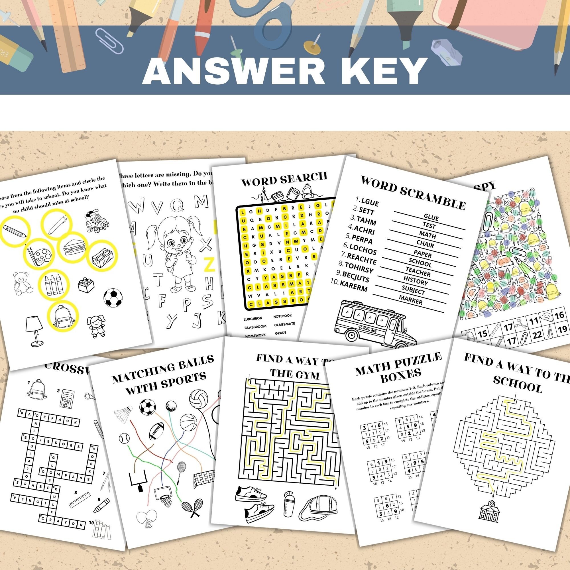 Back to School Activity Pack: Printable Kids Games (PDF Download) - Etsy