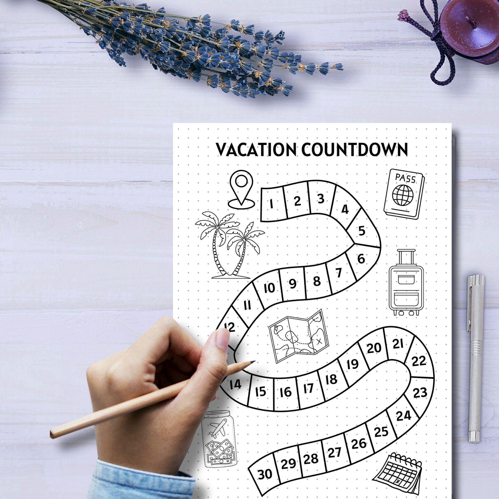 Vacation Countdown Printable: 30-day Summer Trip Tracker (PDF Download ...
