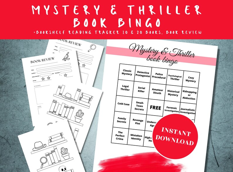 Mystery Thriller Book Bingo, Mystery Thriller Book Challange, Book ...