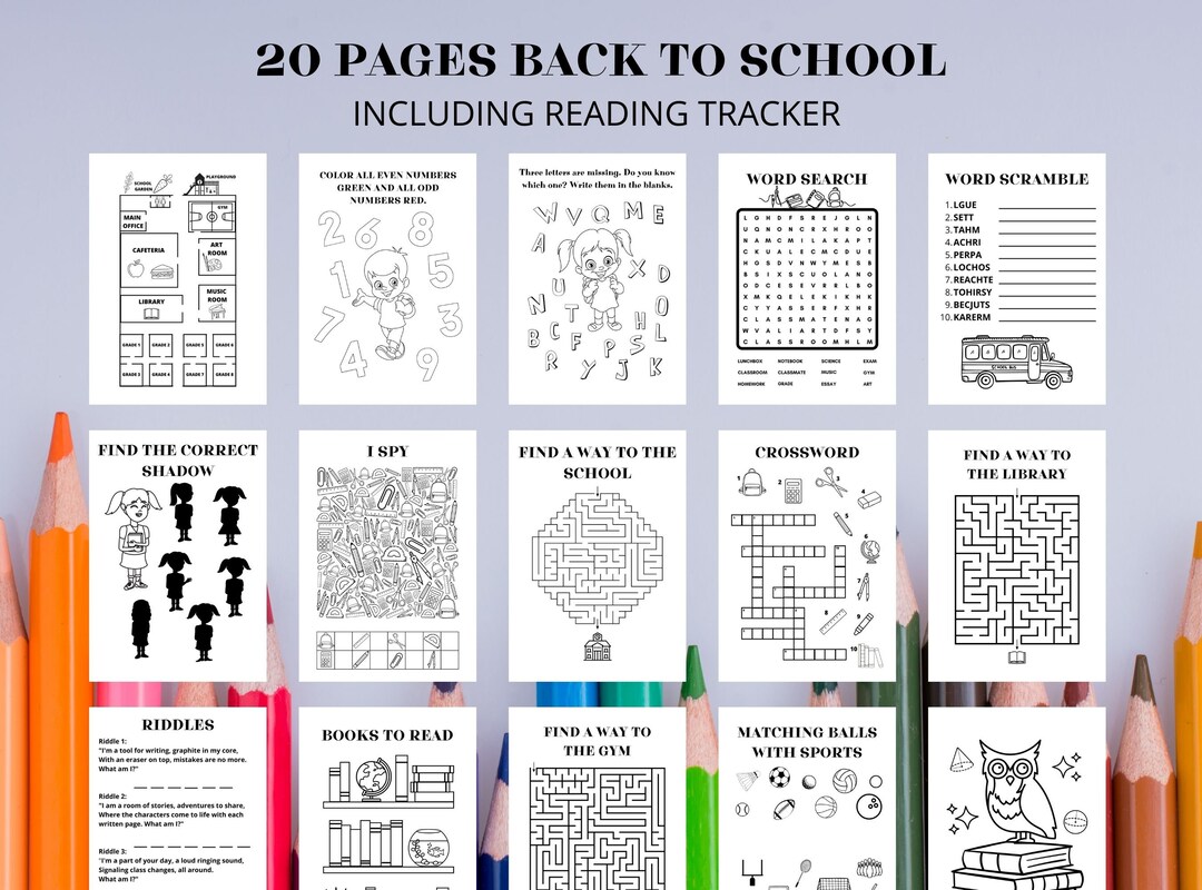 Back to School Activity Sheet Printable Activities for Kids - Etsy