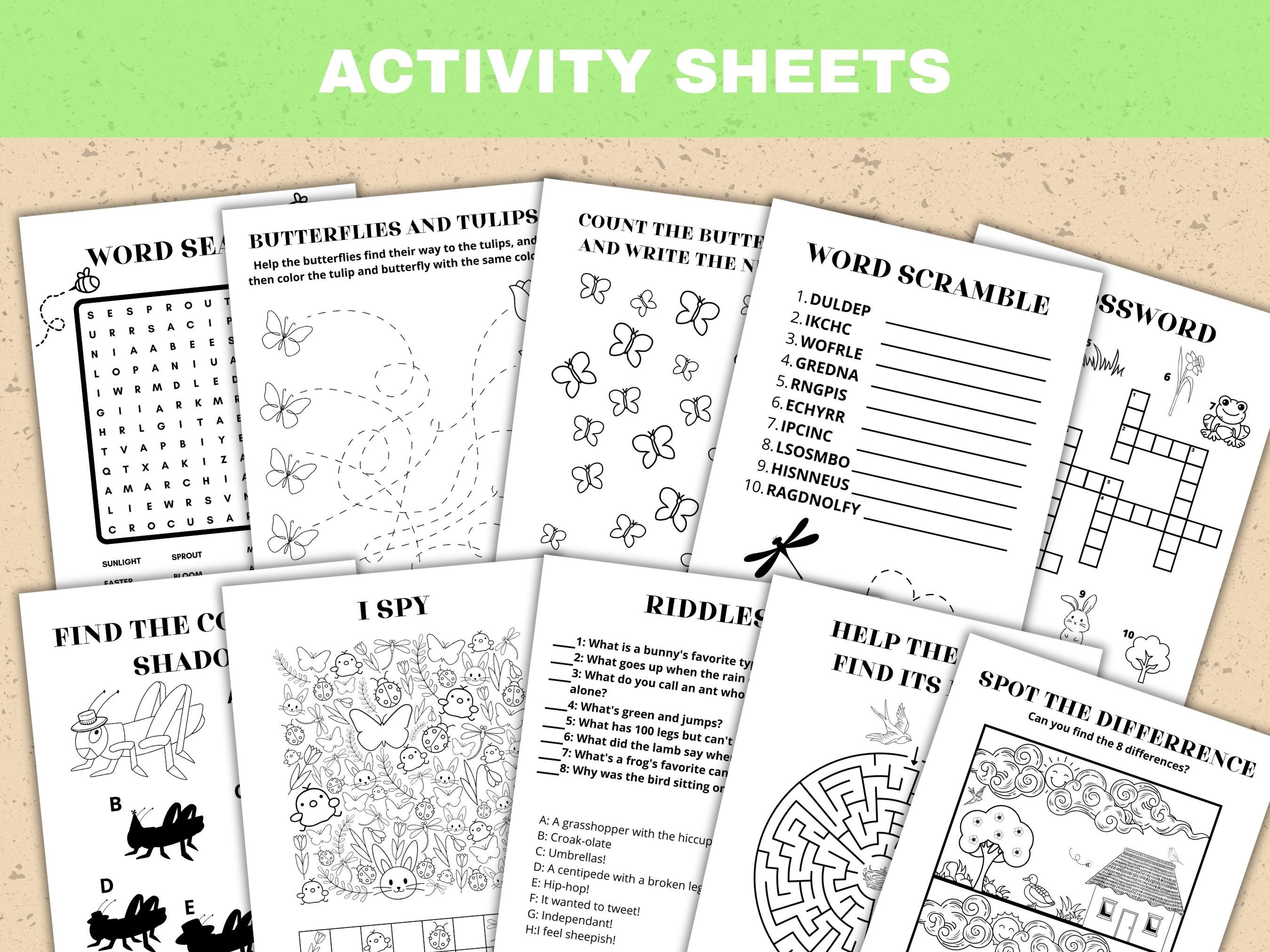 Spring Activity Pack Printable Spring Kids Activity Book Spring Games ...
