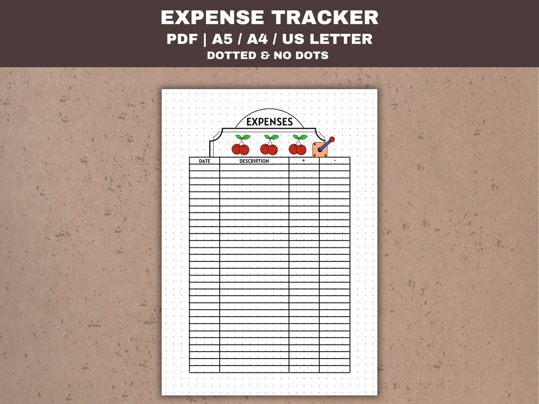 Expense Tracker Printable Slot Machine Monthly Expense Tracker Income ...