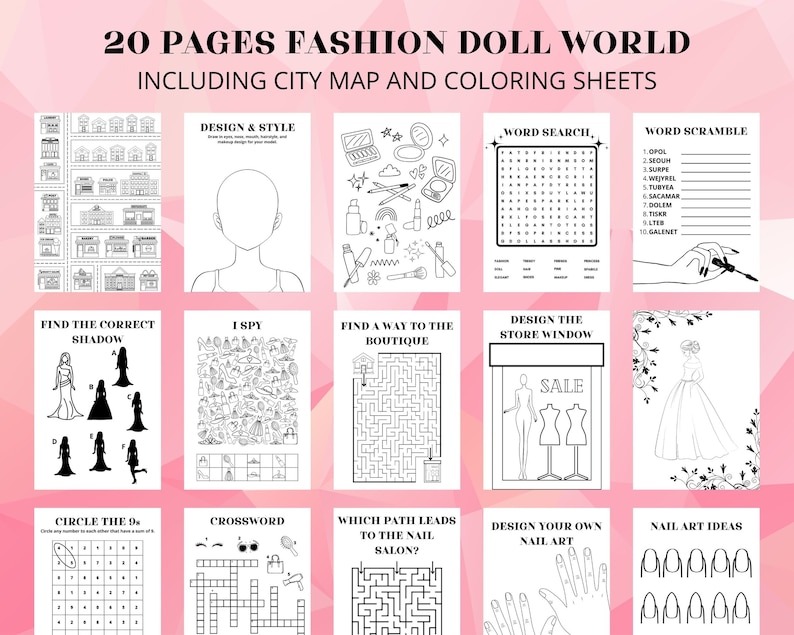 Fashion Doll Activity Sheet Printable Activities for Kids - Etsy