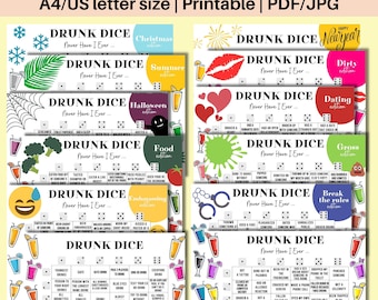 Roll the Dice - Printable Drinking Game - Etsy
