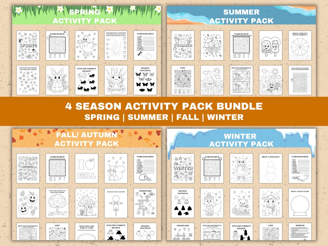 Seasons Activity Pack Bundle: Spring, Summer, Fall, Winter (digital ...