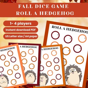 Fall Dice Game Roll a Hedgehog Double Dice Game Printable Fall Kids ...