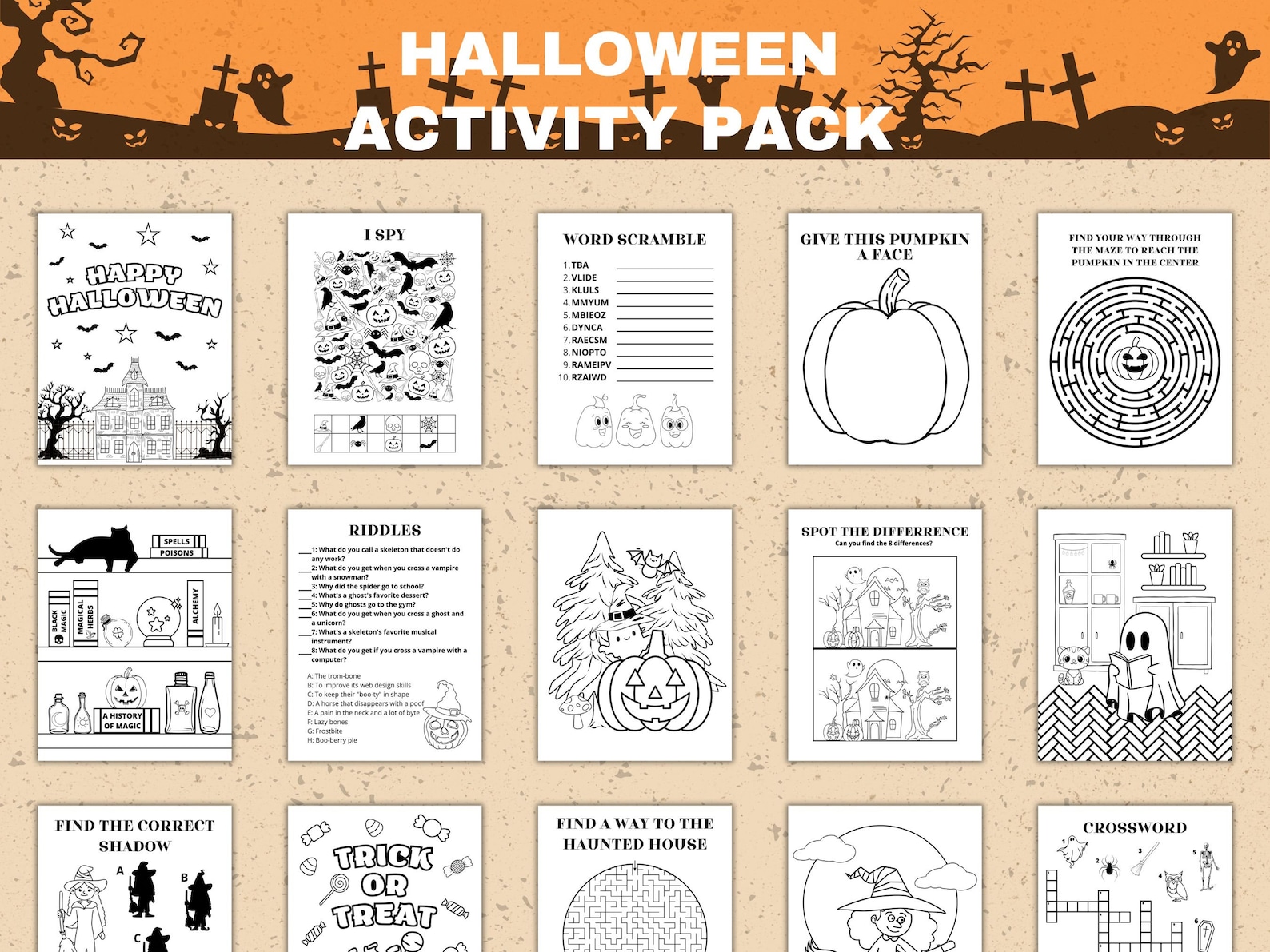 Halloween Activity Sheets Printable - Halloween Coloring Pages & Games ...