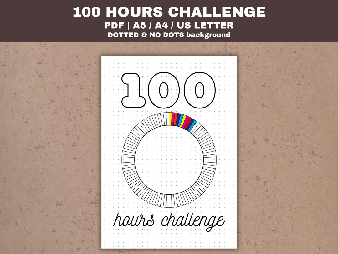 100 Hours Challenge Tracker Printable Habit Tracker | Routine Planner ...