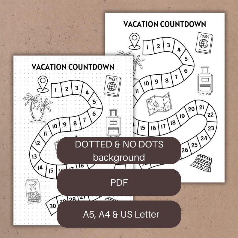 Vacation Countdown Printable: 30-day Summer Trip Tracker (PDF Download ...