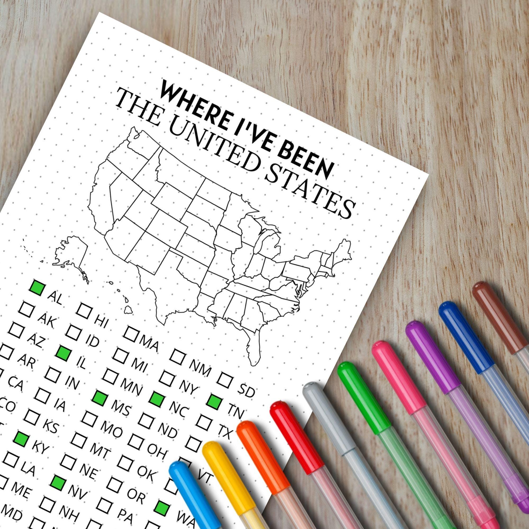 50 States Travel Tracker Map - US Map Checklist Printable PDF - Etsy