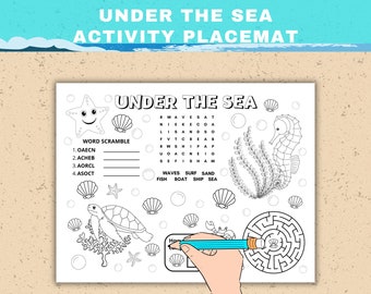 Ocean Themed Activity Sheet, Sea Creature Coloring Sheet, Under the Sea ...