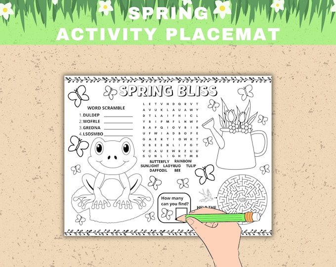 SPRING Time-kids Activity Placemat- Digital File Only - Etsy