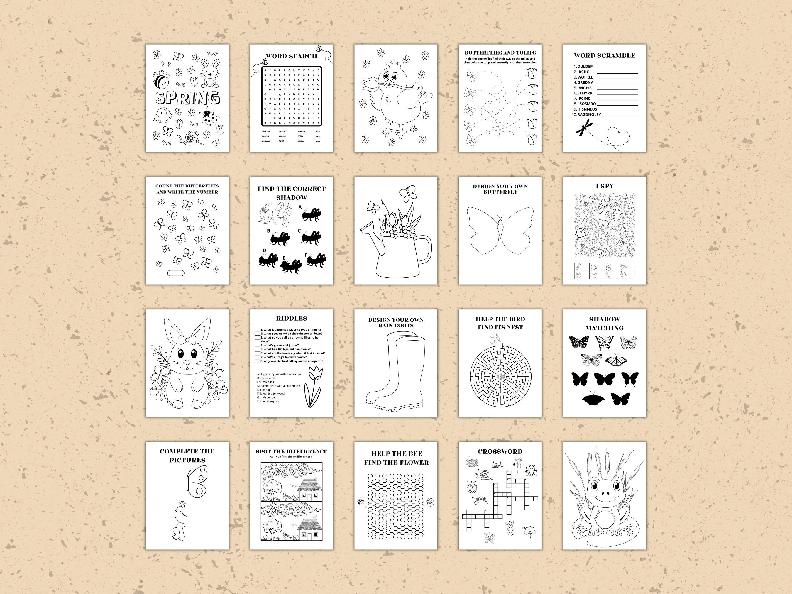 Spring Activity Pack Printable Spring Kids Activity Book Spring Games ...
