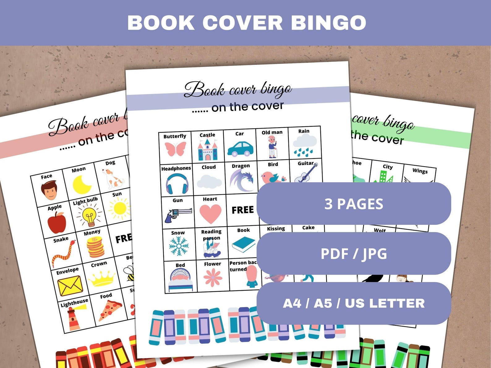 Book Cover Bingo, Book Scavenger Hunt for Kids and Adults, Reading ...