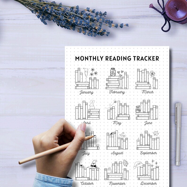 Reading Tracker Printable – Monthly Book Tracker - Yearly Overview ...