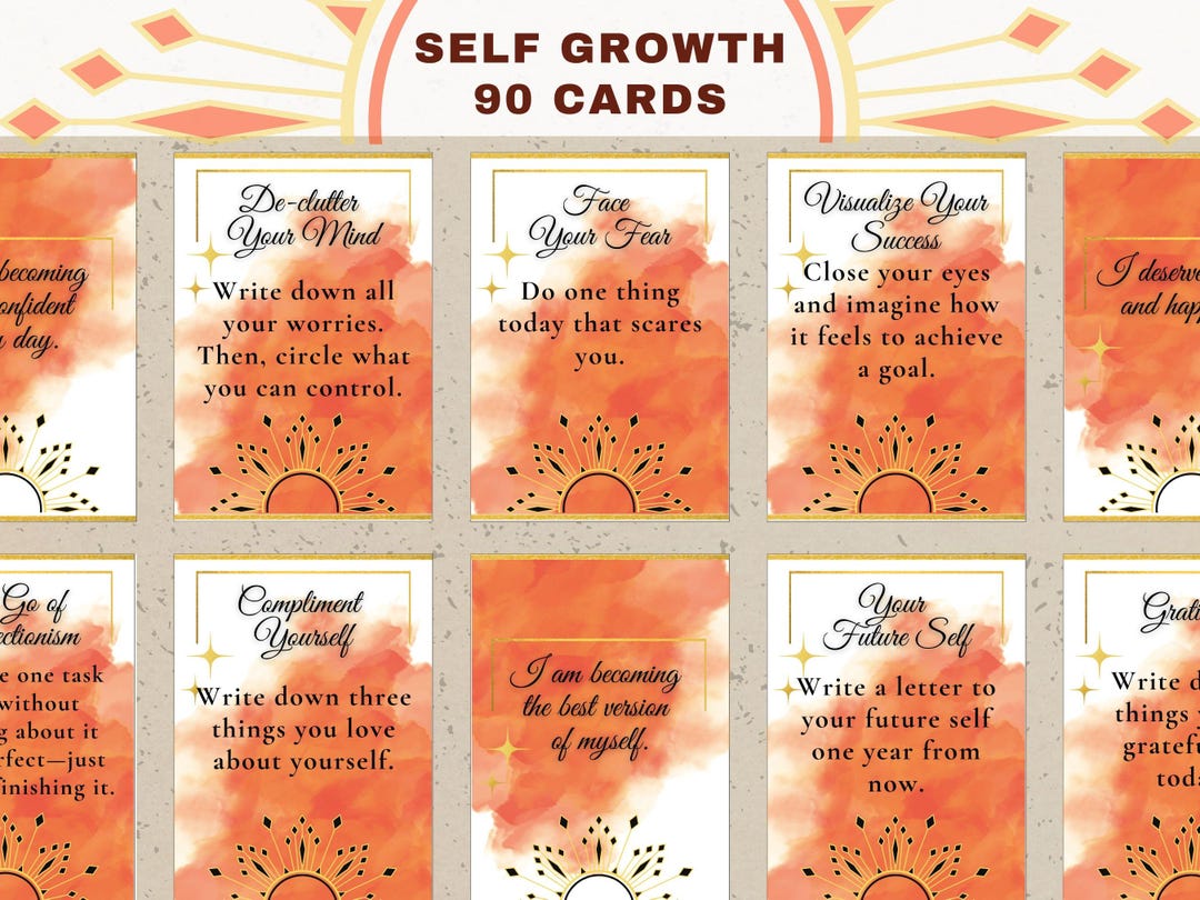 Self Growth Cards Printable Personal Development Daily Challenges Self ...