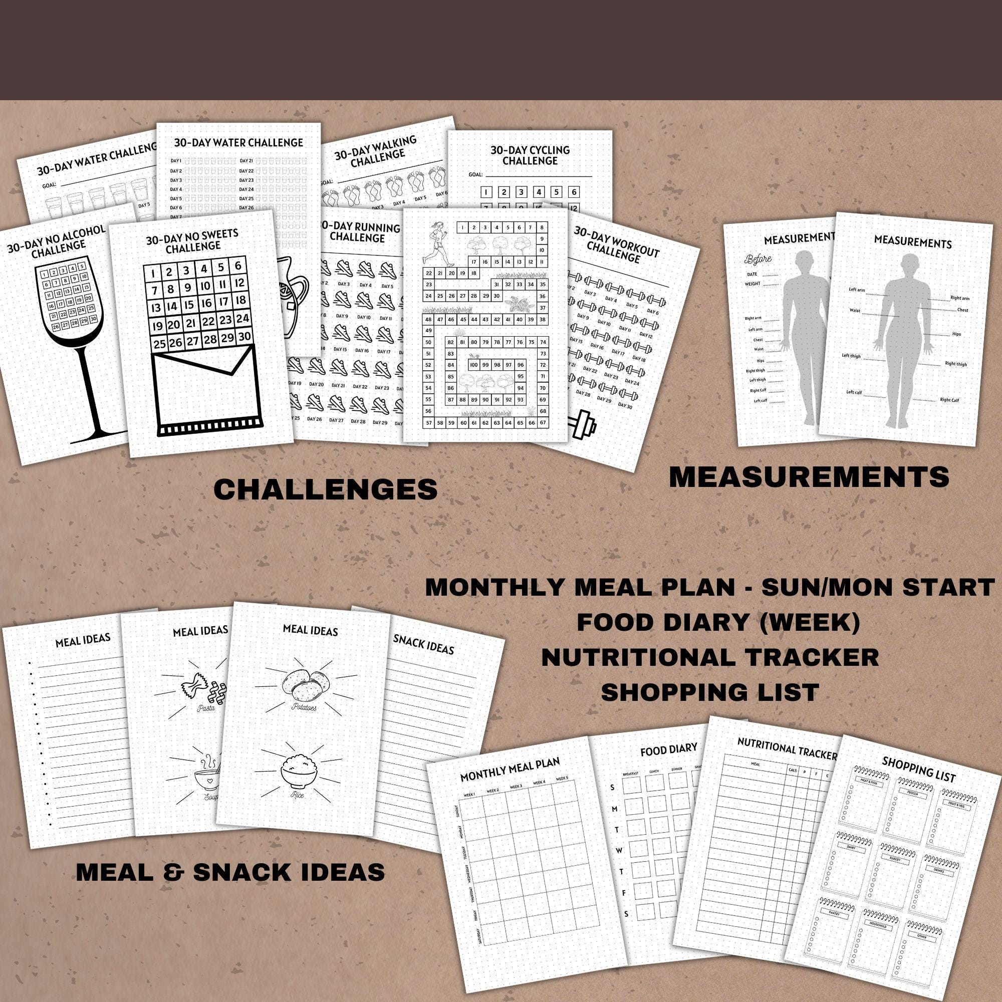 Fitness Planner Printable - Weight Loss & Workout Tracker Journal Pages ...