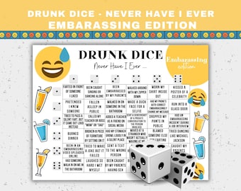 Roll the Dice - Printable Drinking Game - Etsy
