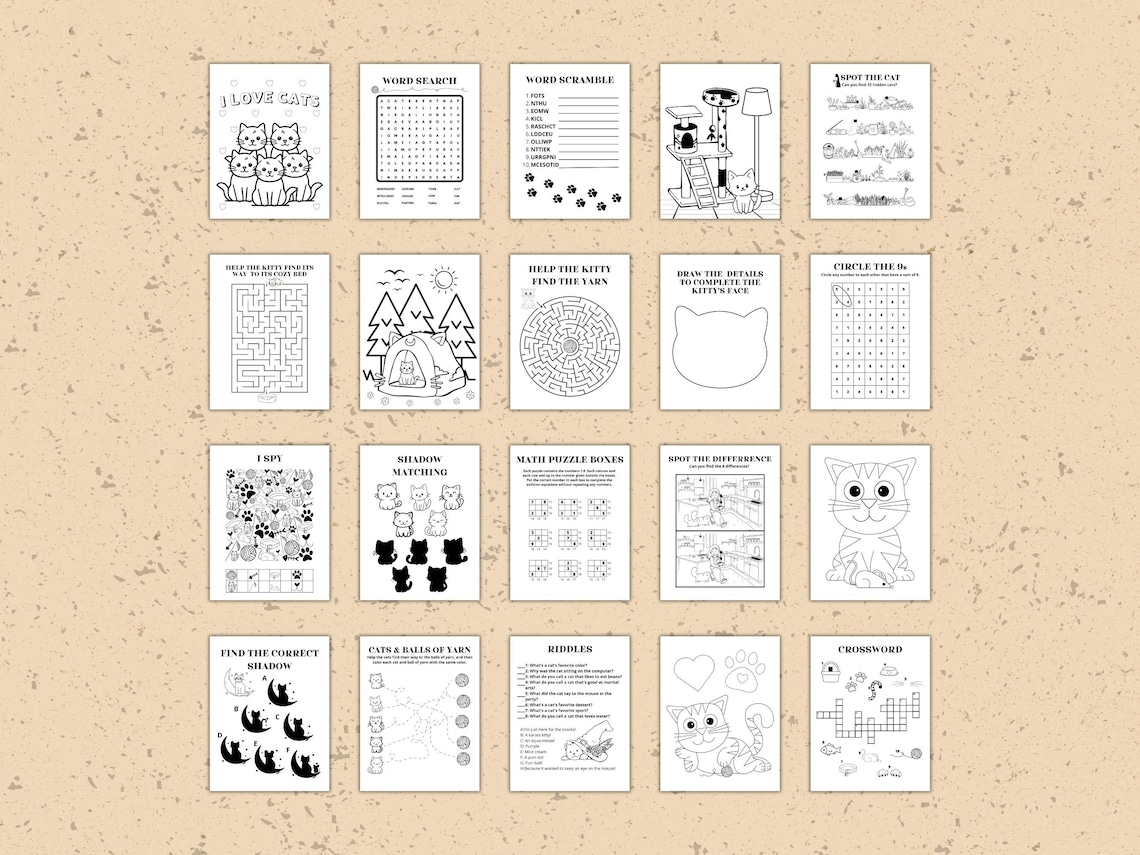 Cat Activity Book Printable Kitty Cat Activity Pages Kitten Activity ...