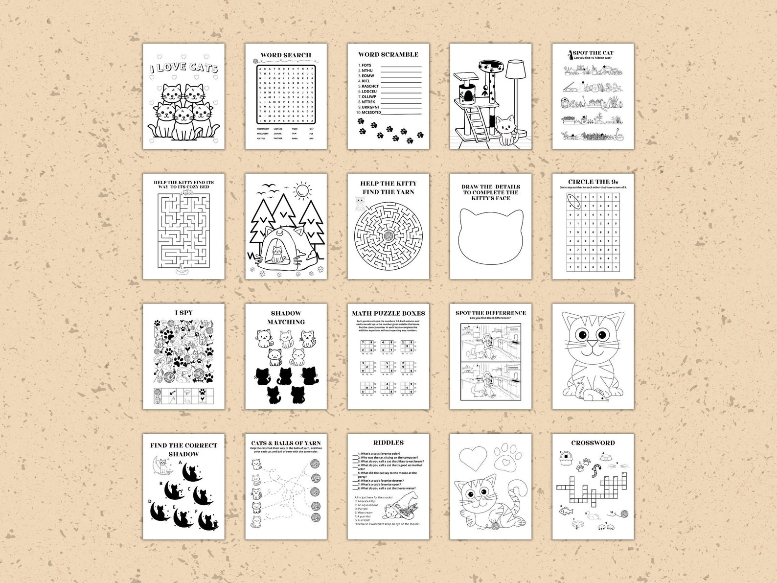 Cat Activity Book Printable Kitty Cat Activity Pages Kitten Activity ...