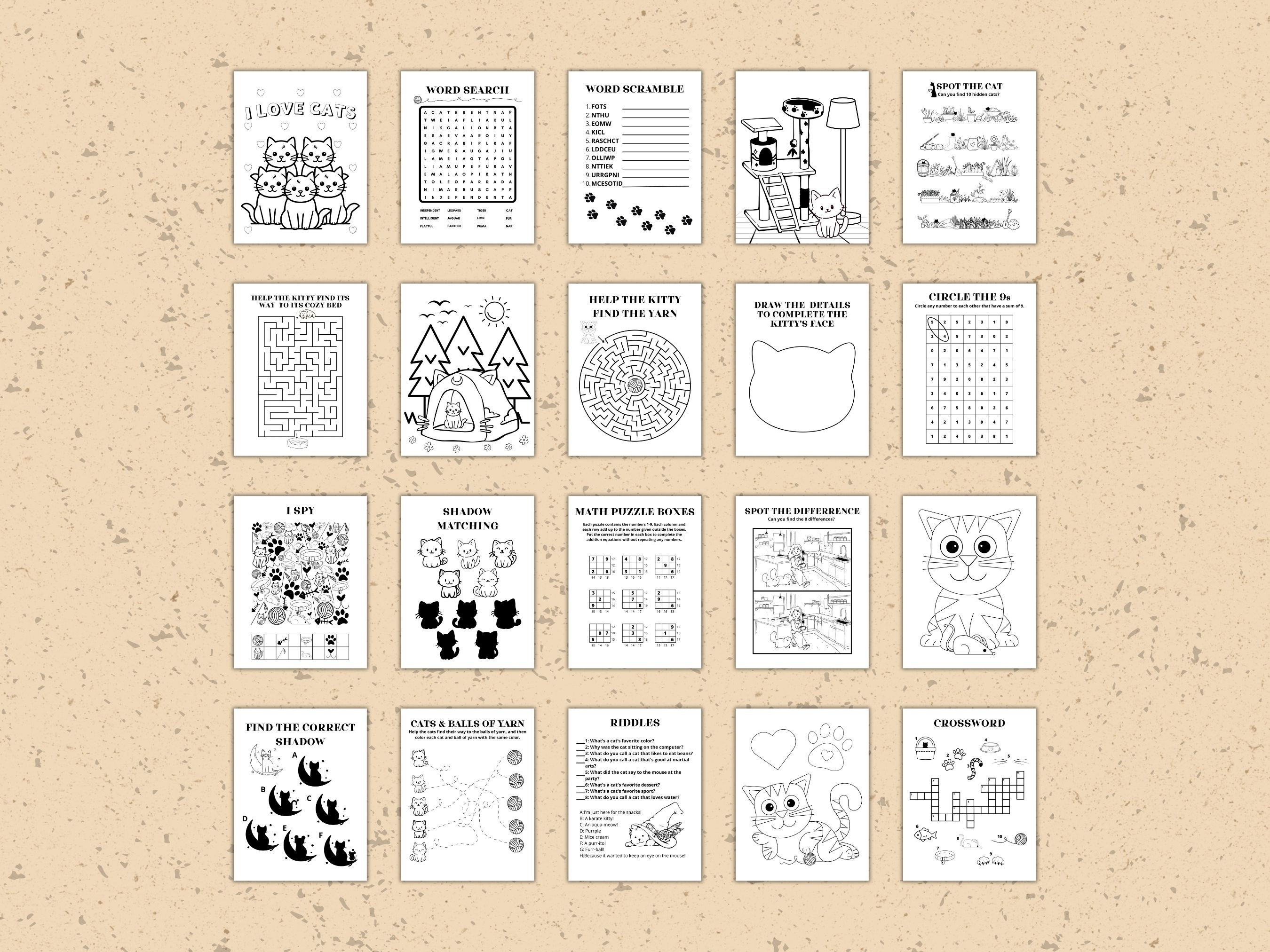 Cat Activity Book Printable Kitty Cat Activity Pages Kitten Activity ...