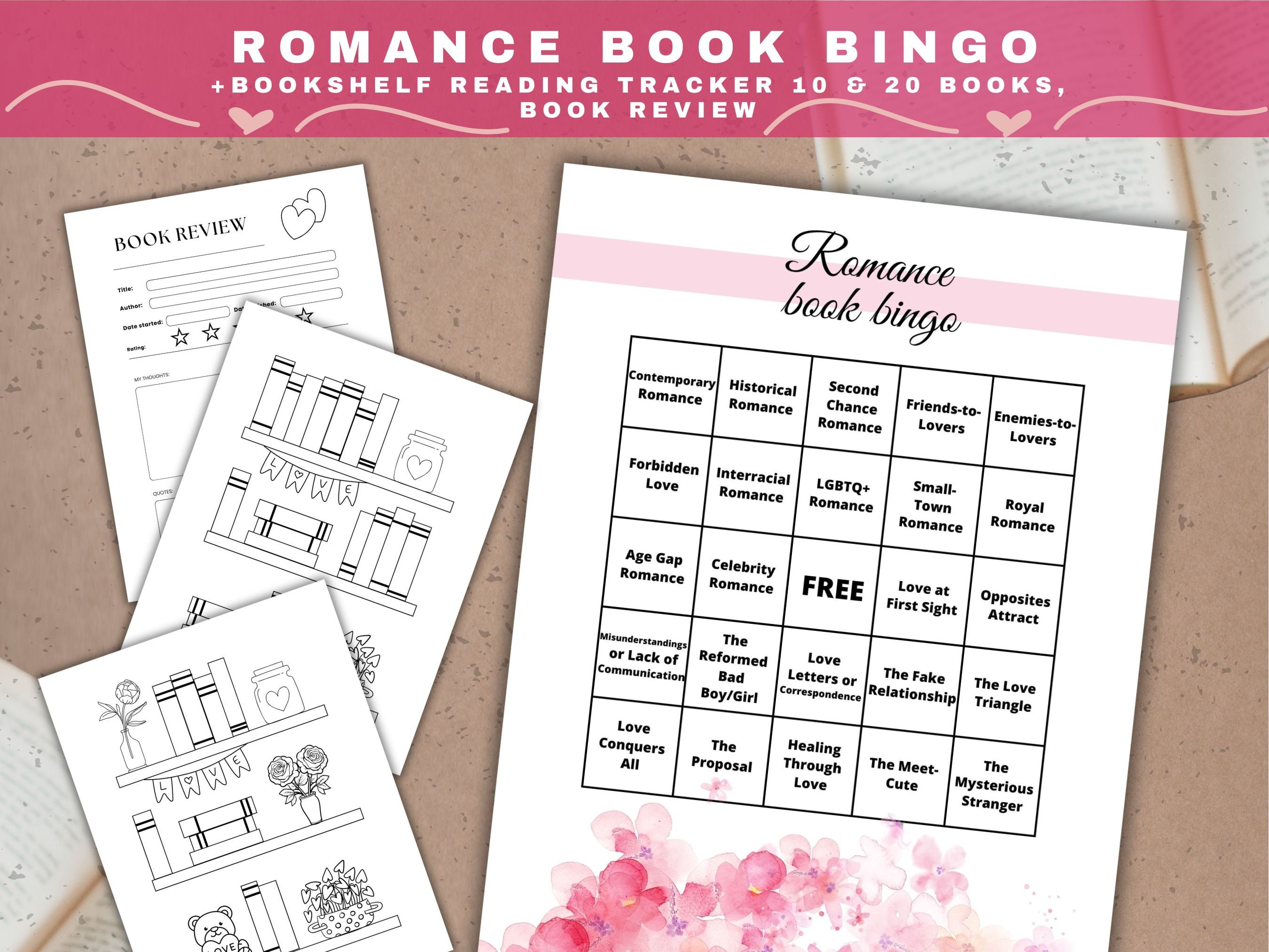 Romance Bookish Bingo Personal Planner Insert Book Tracker Printable ...