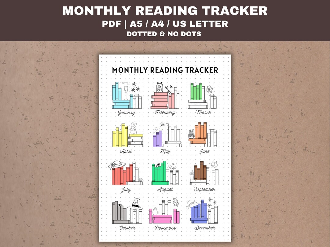 Reading Tracker Printable – Monthly Book Tracker - Yearly Overview ...